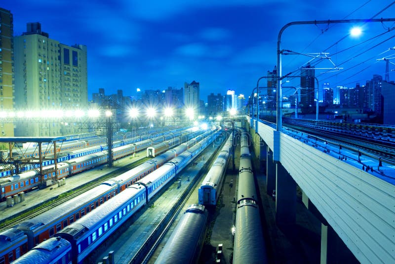 Night Train stock photo. Image of elevated, blur, glowing - 15487662