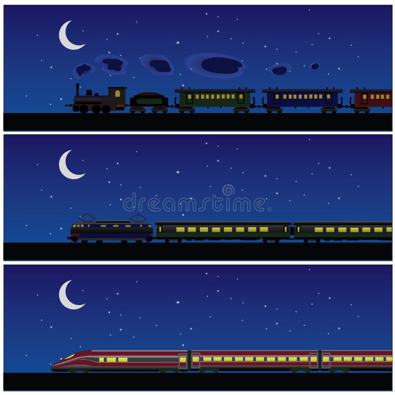 Night train stock illustration. Illustration of freight - 27671802