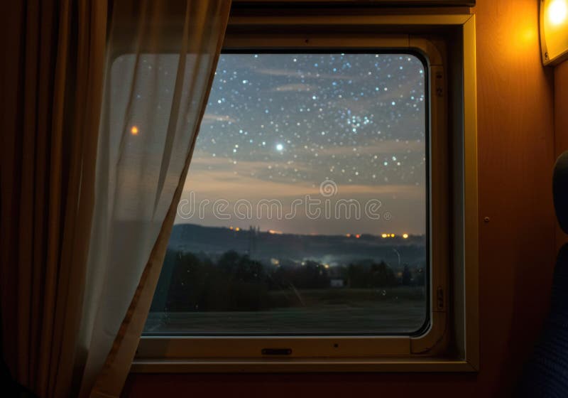 Night Train Journey Starry Sky View Window Stock Photos - Free ...