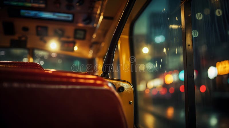 Night travel by empty bus stock illustration. Illustration of island ...