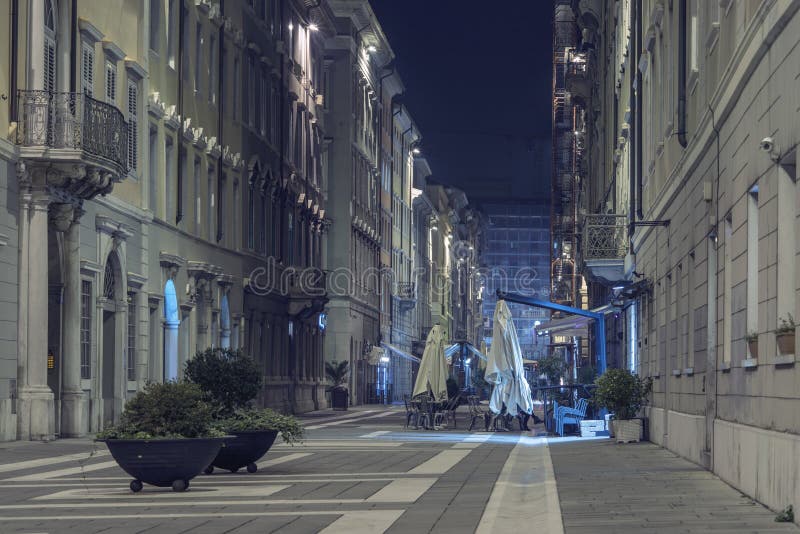 Night in Trieste stock image. Image of light, europe - 18752435