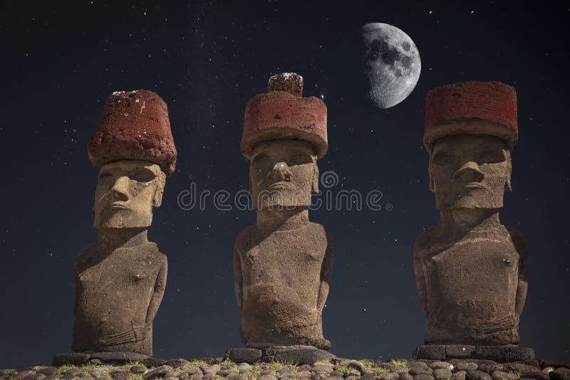 Fifteen Moai at Tongariki, Easter Island Stock Photo - Image of ...