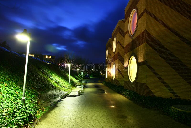 Night urban scene stock image. Image of buildings, lighted - 17974057