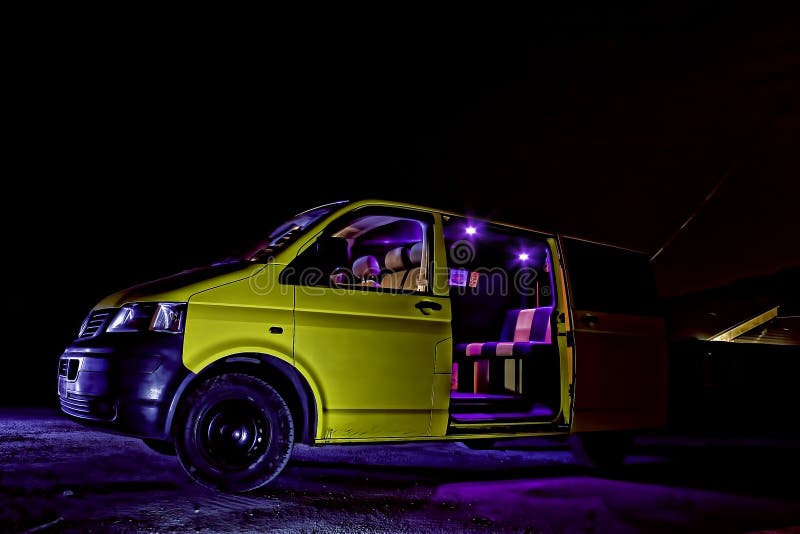 Night Van stock photo. Image of surf, campervan, popping - 29662312