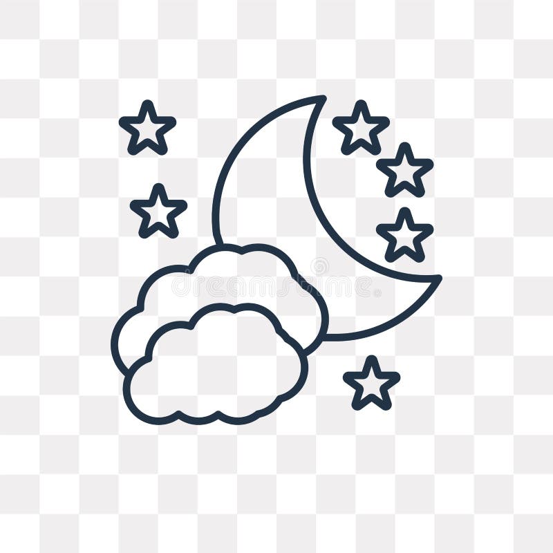 Night Vector Icon Isolated on Transparent Background, Linear Night ...