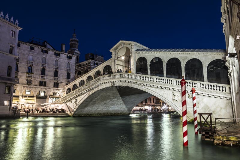 Night Venice. Rialto Bridge Editorial Stock Photo - Image of landmark ...
