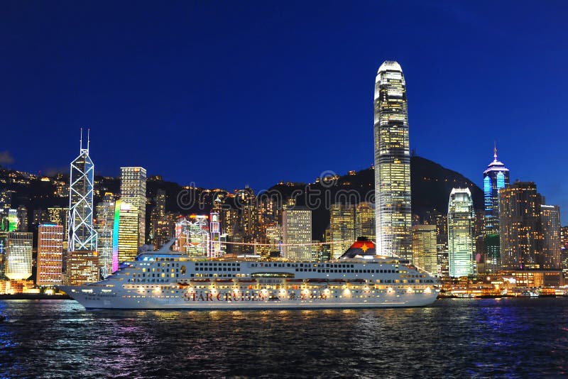Night of Victoria Harbour editorial stock image. Image of victoria ...