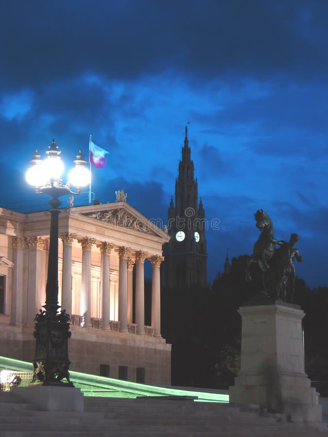 Night in Vienna stock photo. Image of style, flag, hapsburg - 1496758