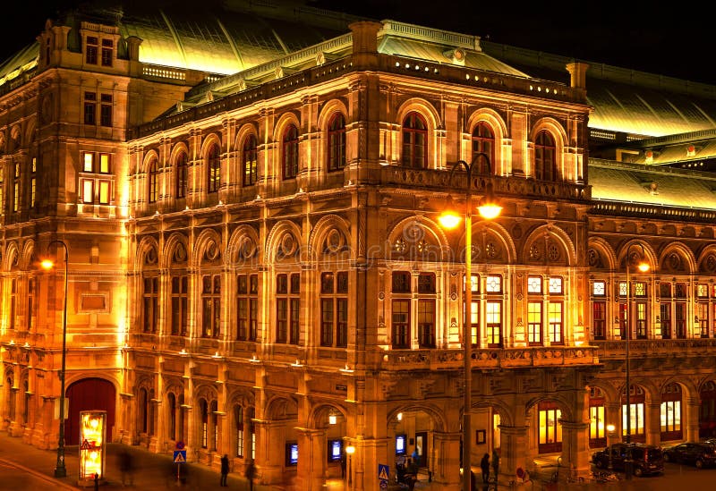 Night Vienna opera stock photo. Image of france, musical - 173554266