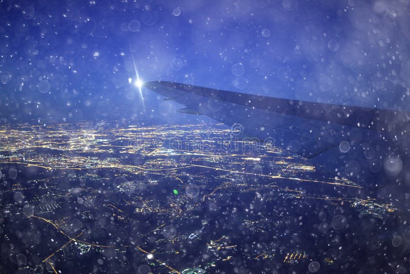 Night view from airplane stock photo. Image of airport - 62359262