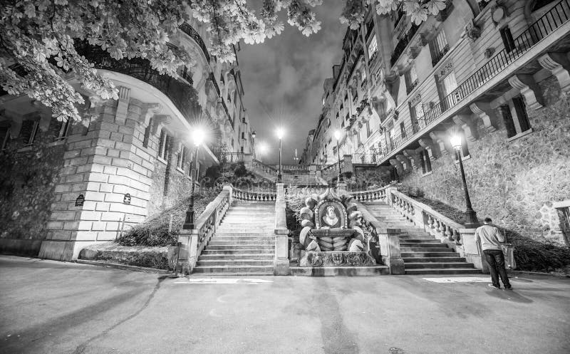 Night View of Ancient Stairs in Paris Editorial Photography - Image of ...