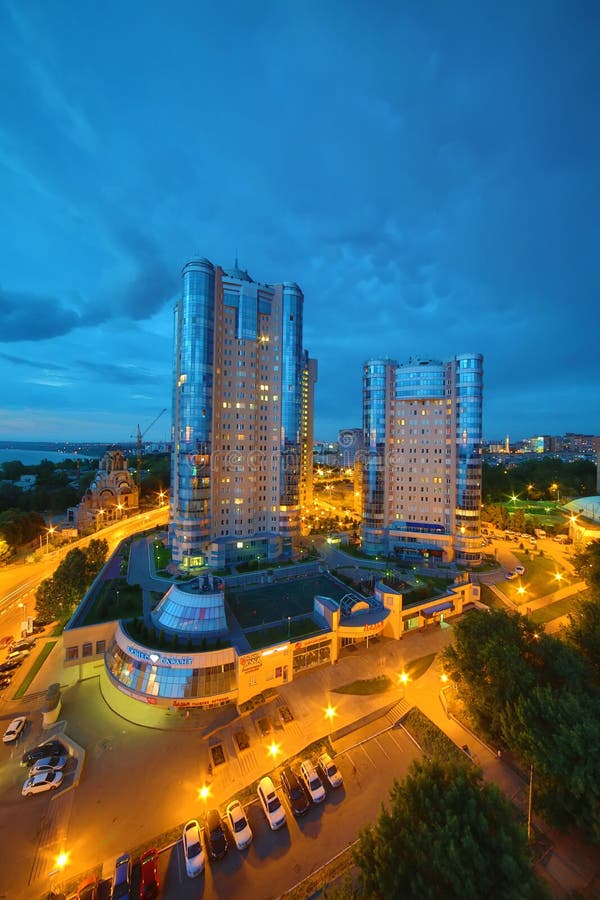Night View of the Apartment Complex Stock Image - Image of luxury ...