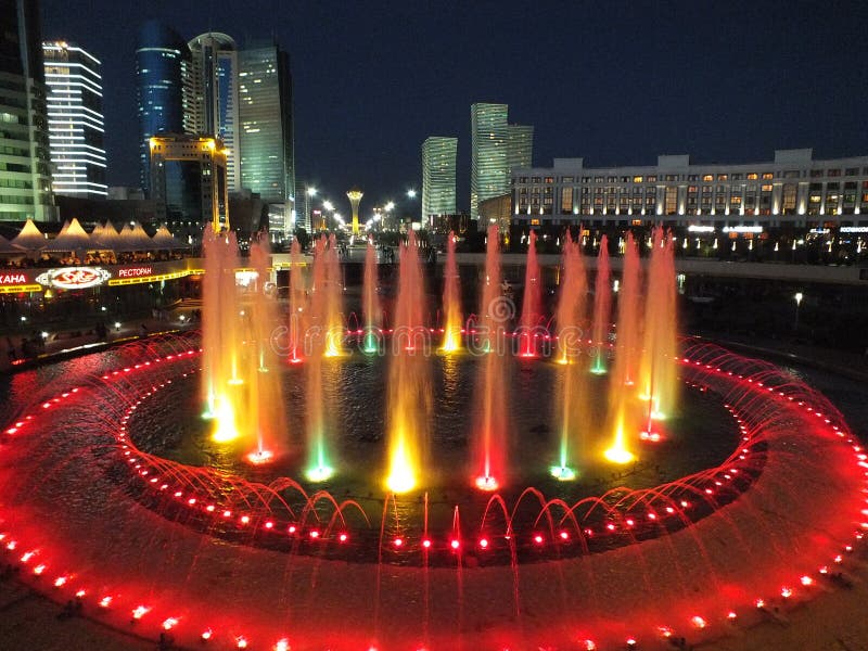 A night view in Astana editorial stock image. Image of photographs ...