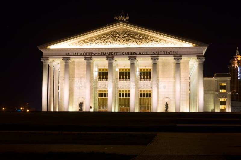 Night view of Astana Opera editorial stock image. Image of architecture ...