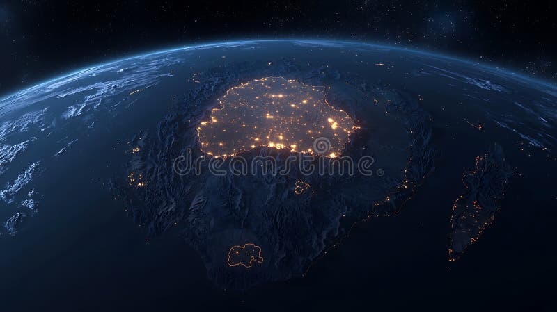 Night View of Australia S Land City Lights from Space Stock Image ...