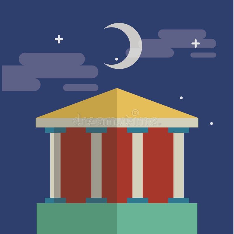 Night View of Bank. Vector Illustration Decorative Design Stock Vector ...
