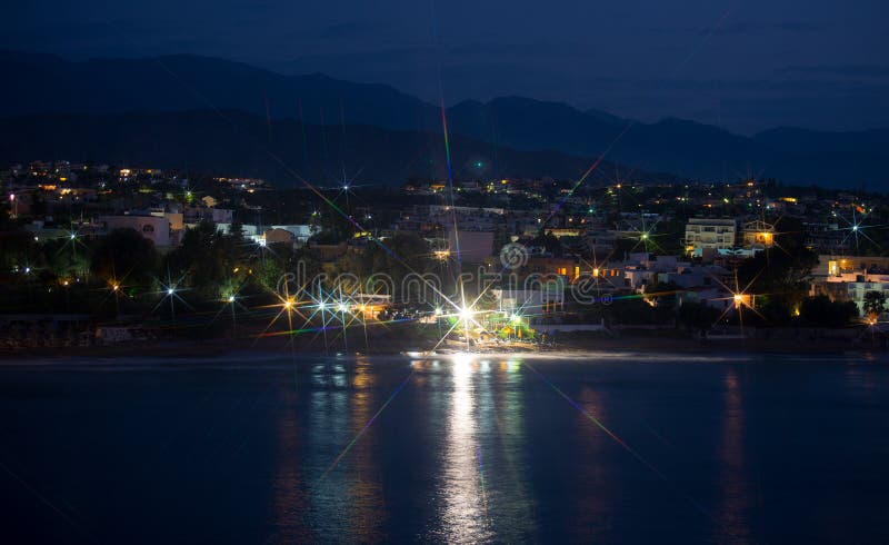 Night view of beach. stock photo. Image of long, cityscape - 63538556