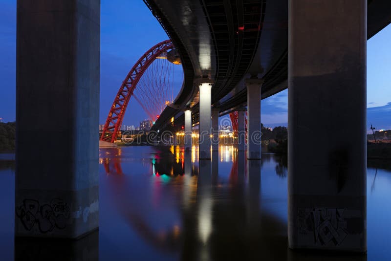 Night View of the Beautiful Bridge Editorial Photo - Image of skyline ...