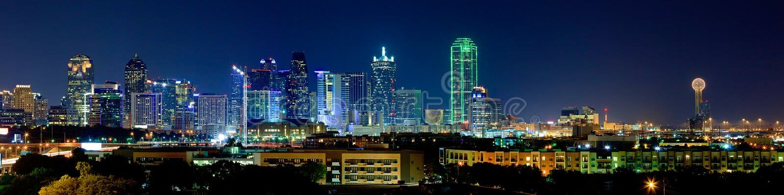 Dallas skyline at sunrise editorial image. Image of road - 35958175