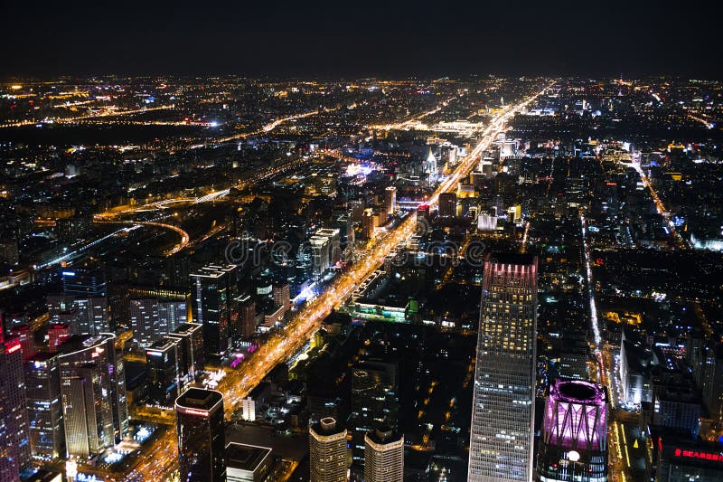 Night View of Beijing on China Zun Editorial Photo - Image of birdseye ...