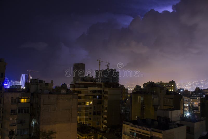 Night View of Beirut, Lebanon Stock Image - Image of panoramic ...