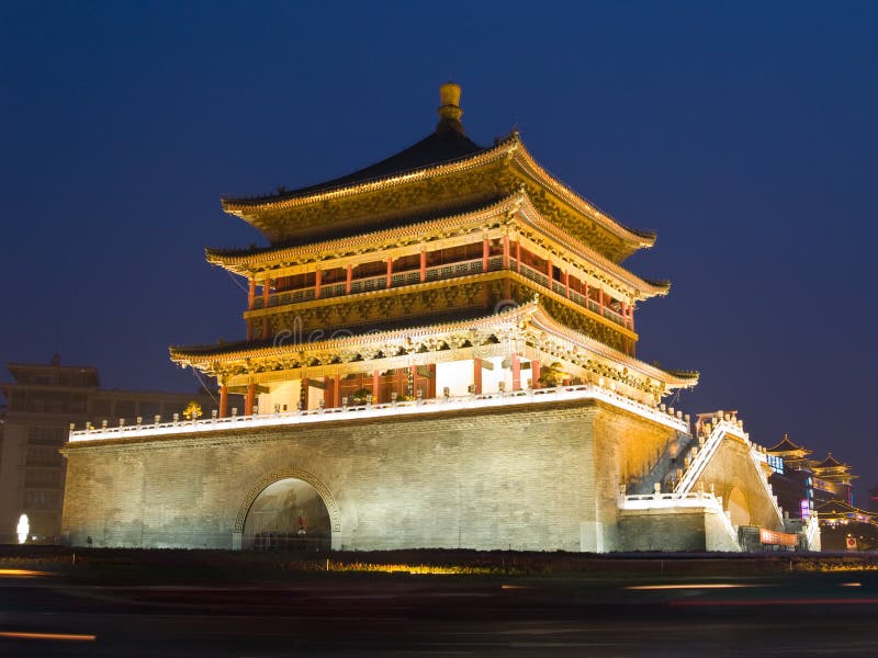 Xian Bell Tower Night Scenes Stock Image - Image of travel, xian: 3893739