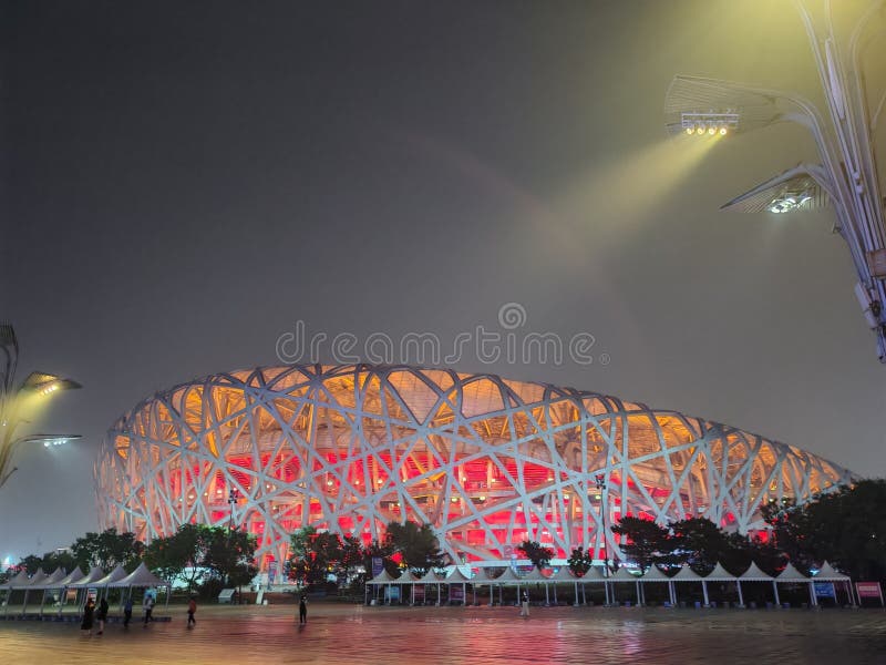 Night View of the Bird S Nest Editorial Image - Image of stadium ...