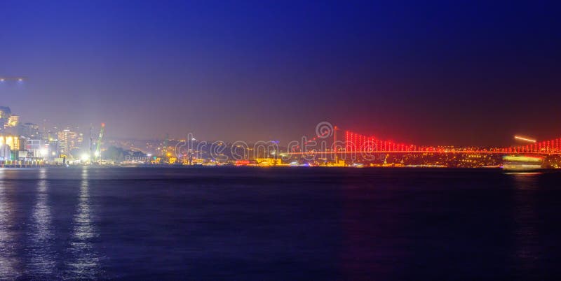 Istanbul, Turkey. Night View of the Bosphorus Bridge Stock Image ...