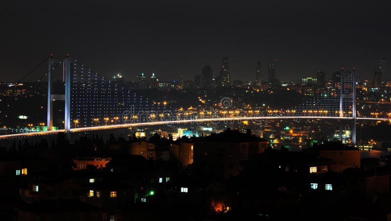 A Night View from the Bosphorus Stock Image - Image of landmark ...