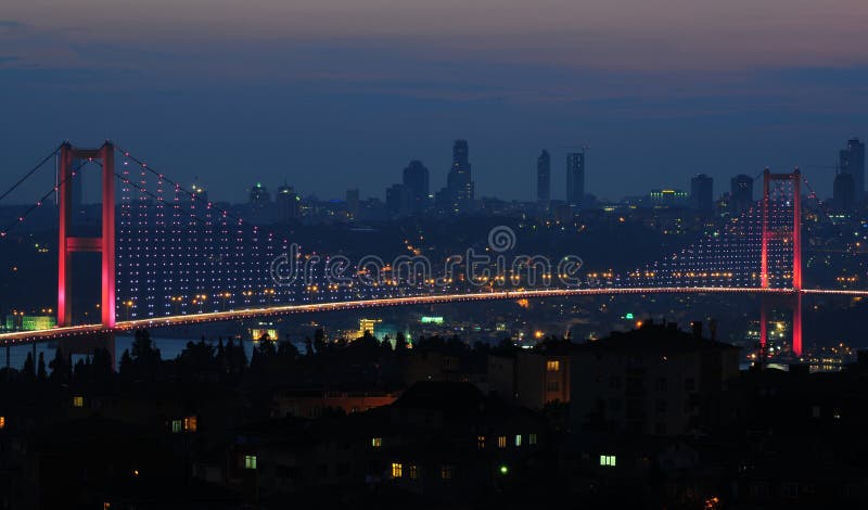 A Night View from the Bosphorus Stock Photo - Image of lighting ...