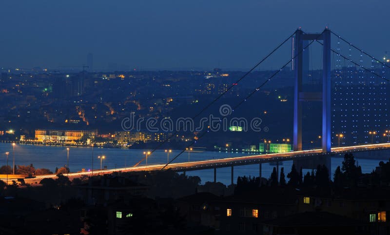 A Night View from the Bosphorus Stock Photo - Image of dusk, skyline ...