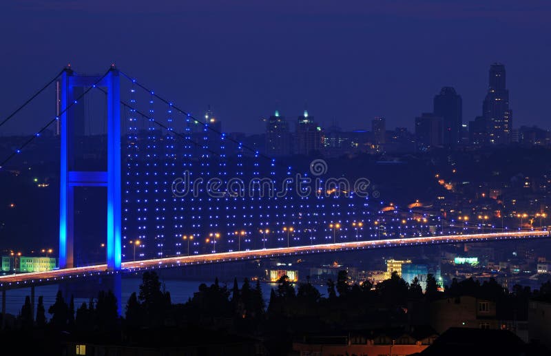 A Night View from the Bosphorus Stock Photo - Image of reflection ...