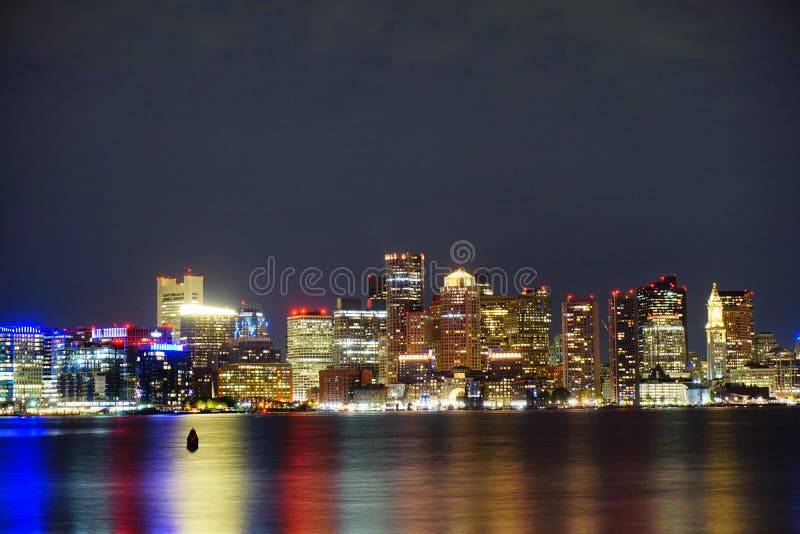 Night view of Boston editorial photo. Image of financial - 98703921