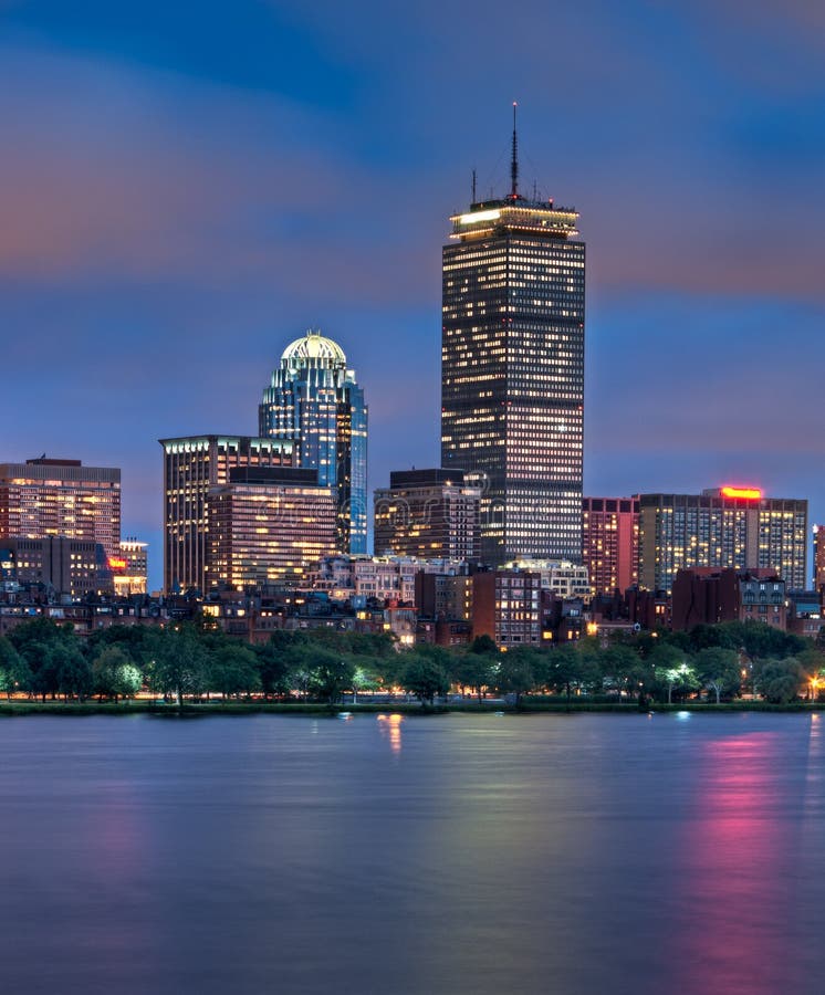 Night View of Boston S Copley Square Stock Photo - Image of gold ...