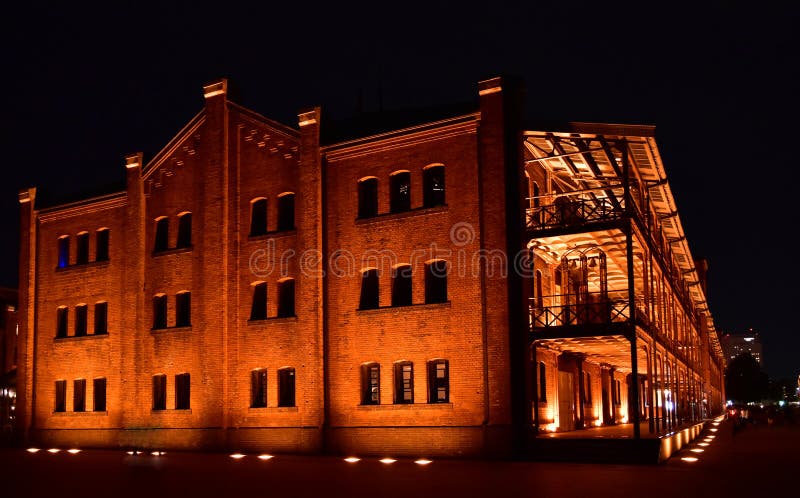 Night View of Brick Warehouse Stock Image - Image of outdoor ...
