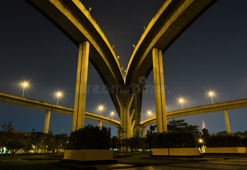 Night view of bridge stock image. Image of bangkok, curve - 35694977