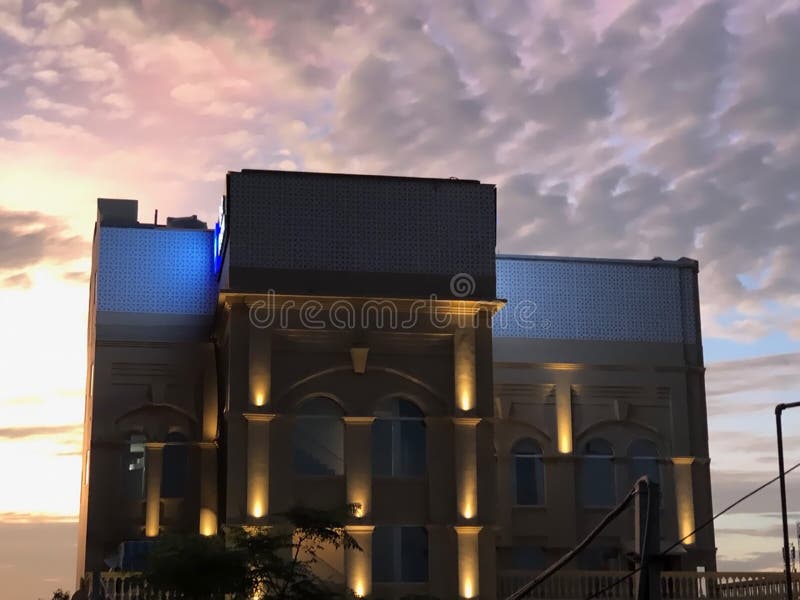 Night view of a building stock image. Image of town - 157029249