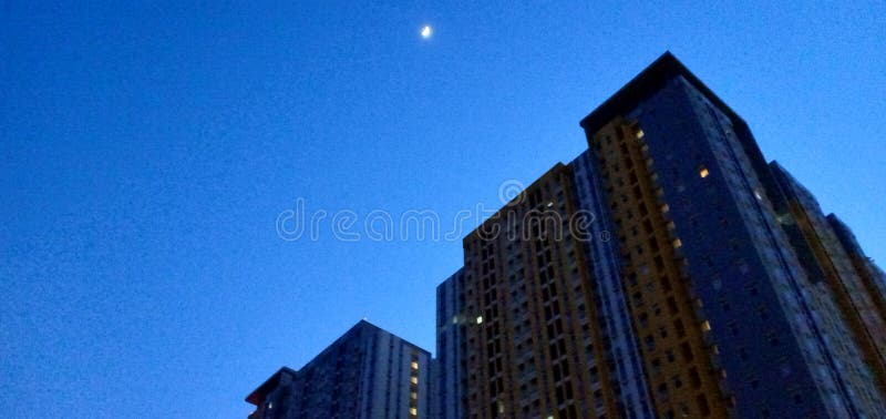 Building Night View, Blue Building , Perspective Stock Image - Image of ...
