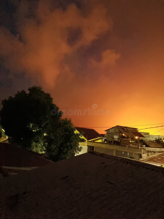 Night View Burning Sky from Gas Flare Stock Image - Image of night ...