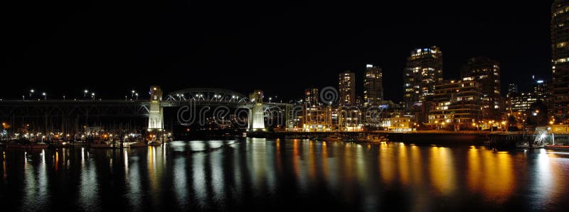 Night View of Burrard Bridge. Stock Image - Image of architecture ...
