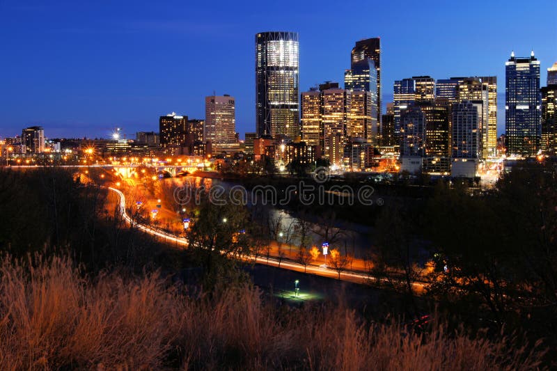 Calgary skyline in winter stock image. Image of canada - 7571481