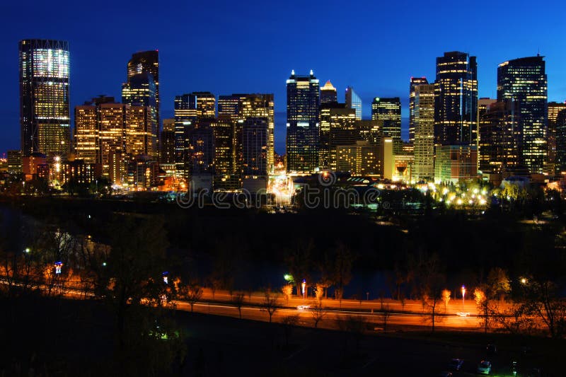 Night View of Calgary stock image. Image of dark, modern - 21869689