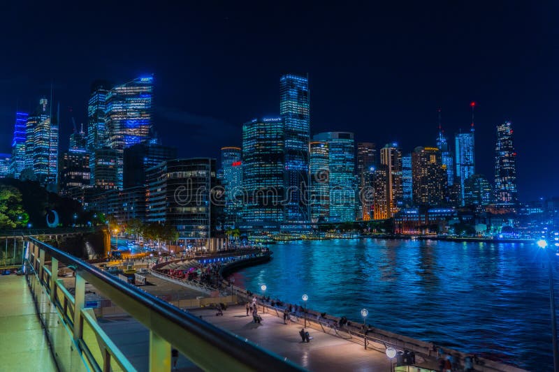 Night View in the Center of Sydney Editorial Stock Image - Image of ...