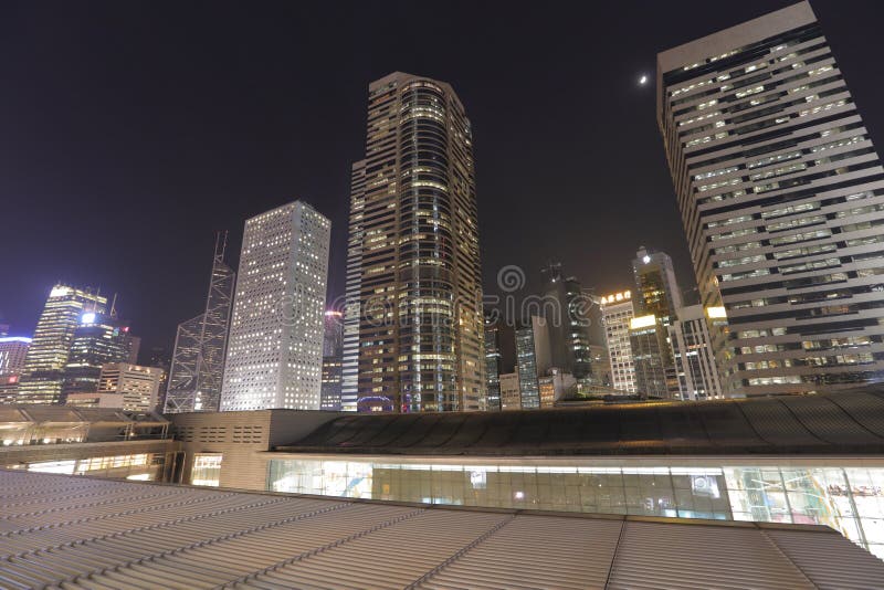 Night View at Central Hong Kong Stock Image - Image of exterior, china ...