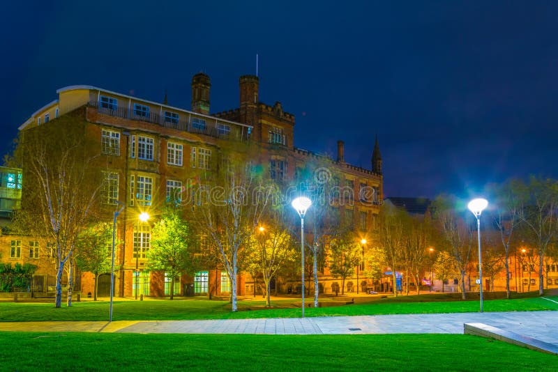 Night View of the Chethams School of Music in Manchester, England Stock ...