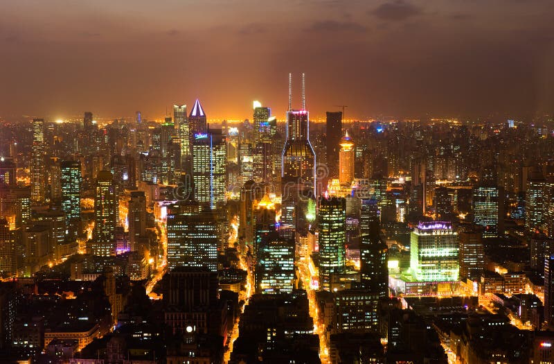 Night View of China Shanghai Editorial Stock Image - Image of dark ...