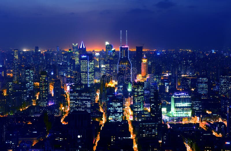 Night View of China Shanghai Stock Photo - Image of asia, financial ...