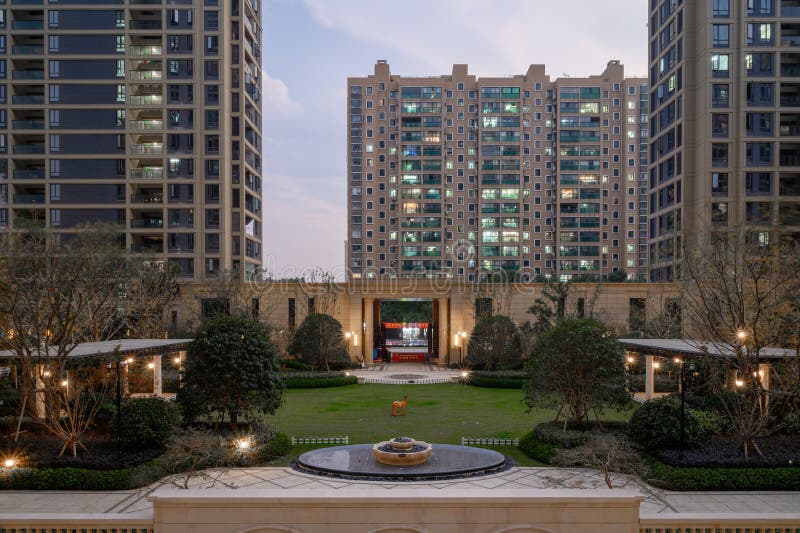 Night View of Chinese Residence Stock Photo - Image of metropolis ...