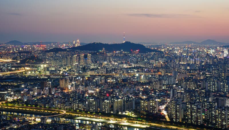 The night view of the city stock photo. Image of seoul - 259184800