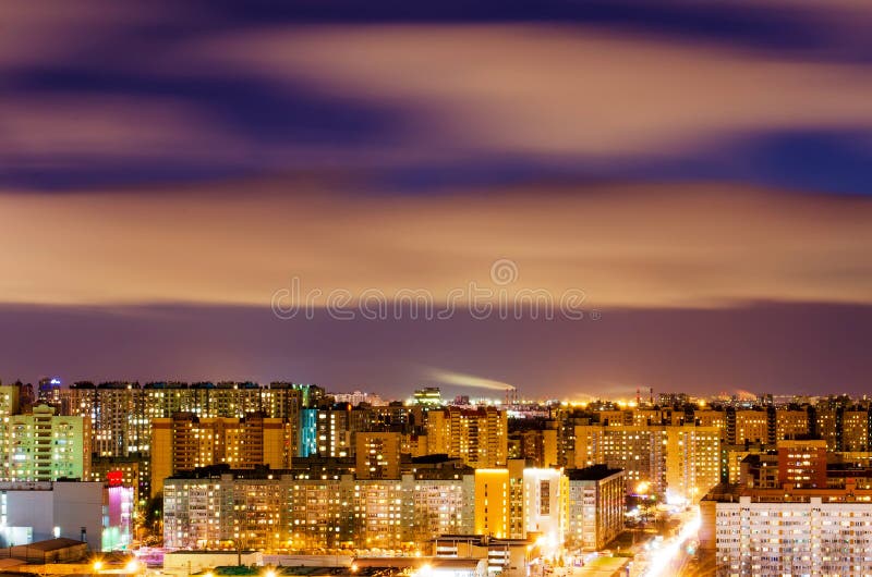 Night View of the City from a Height Stock Image - Image of design ...